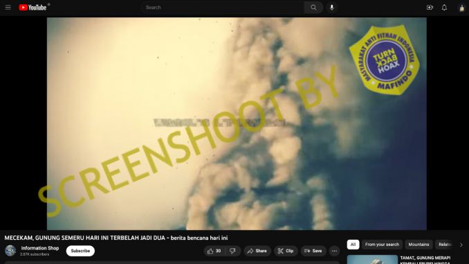 Video Gunung Semeru Terbelah Dua Hoaks - RRI.co.id