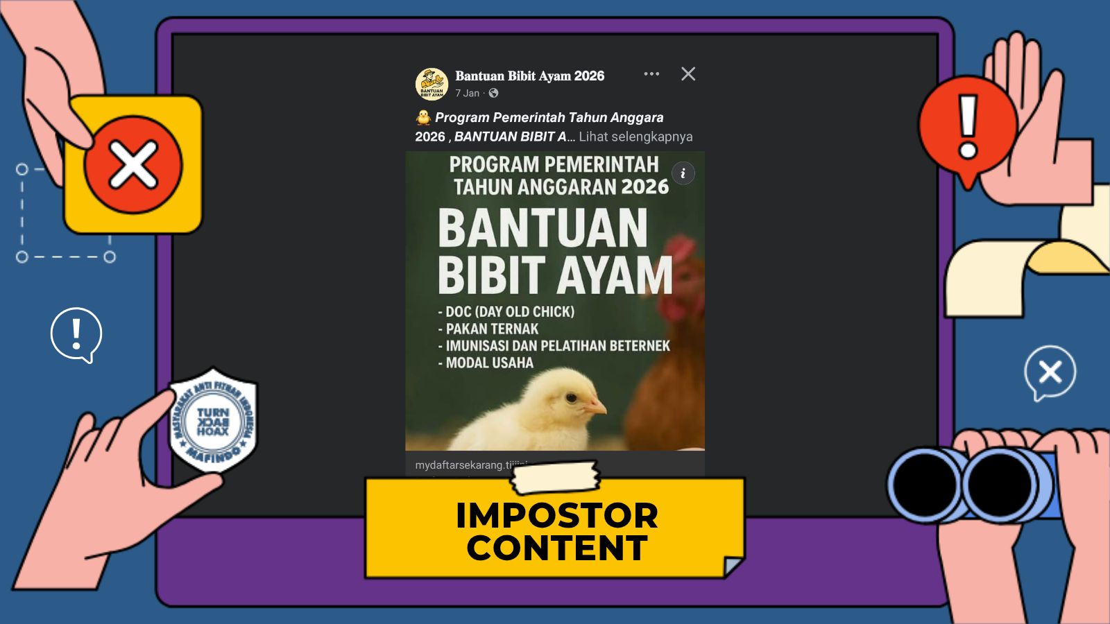 Hoaks: Tautan Pendaftaran Bantuan Bibit Ayam Pemerintah 2026 - RRI.co.id