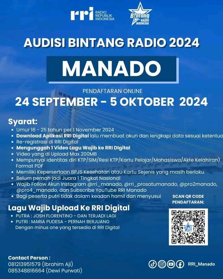 Pendaftaran Bintang Radio RRI Manado 2024 - RRI.co.id